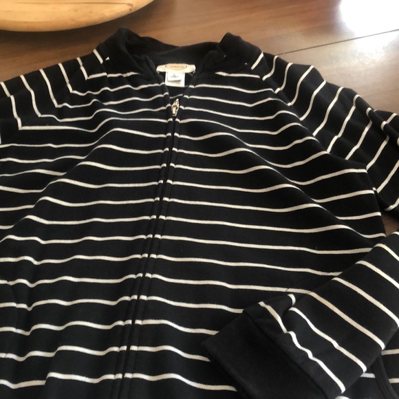 Talbots | Tops | Talbots Zip Up Lightweight Jacket In Black And White ...